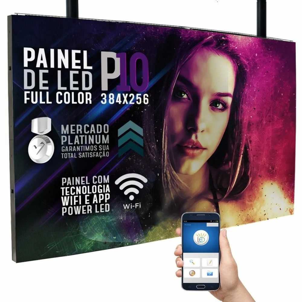 Painel de Led 3,84m x 2,56m Indoor Full Color Mídia P10 Para Shows E ...